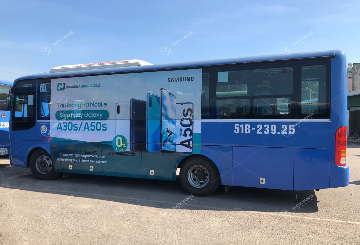 Quảng cáo trên thân và tràn kính xe Bus tại TP Hồ Chí Minh